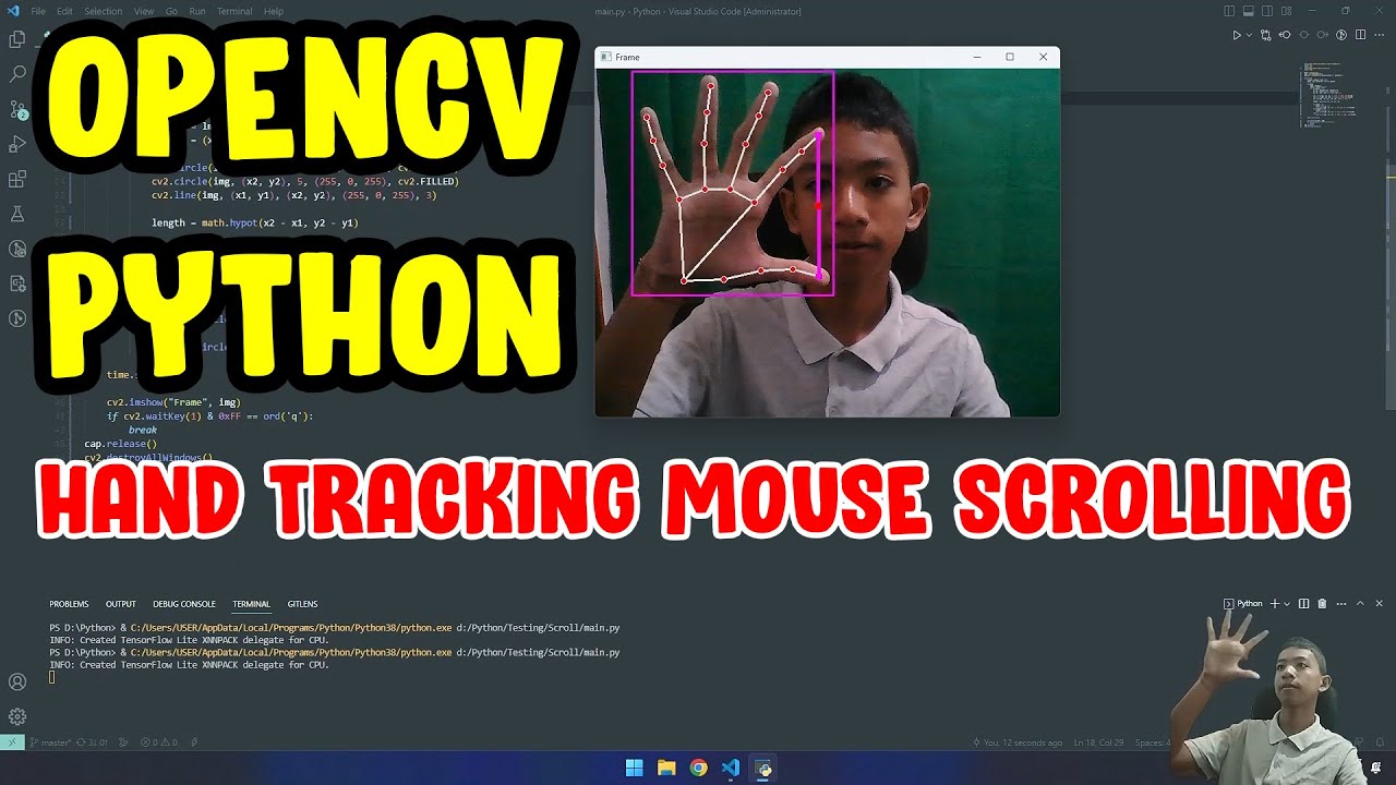 Tutorial Hand Gesture Mouse Scroll OpenCV Python