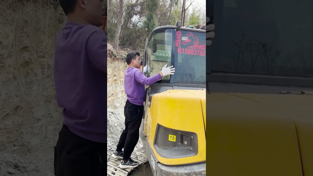 Excavator Glass Replacement Process.