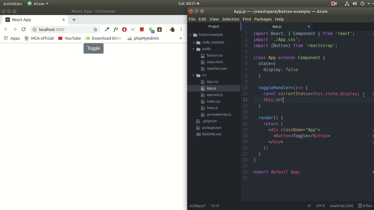 Toggle button example in ReactJS