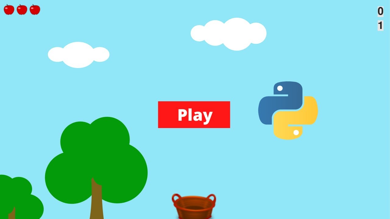 Apple Catcher Game in Python | with Source Code | PyGame Project | PySeek