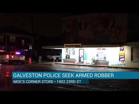 Galveston Police Department detectives investigate corner store armed robbery