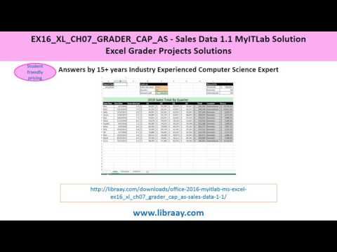 Office 2016 MyITLab MS-Excel EX16_XL_CH07_GRADER_CAP_AS – Sales Data 1.1
