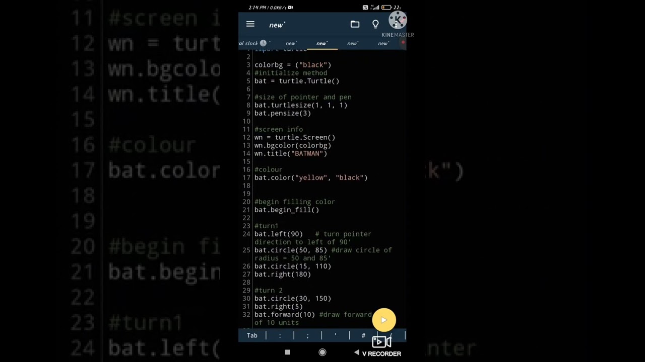BatMan logo in python | turtle library | Pydroid 3 |#python #programming