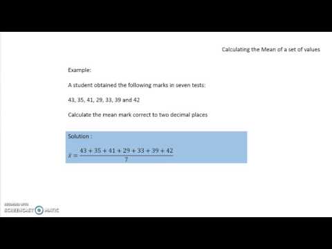 How to calculate the Mean of a set of values