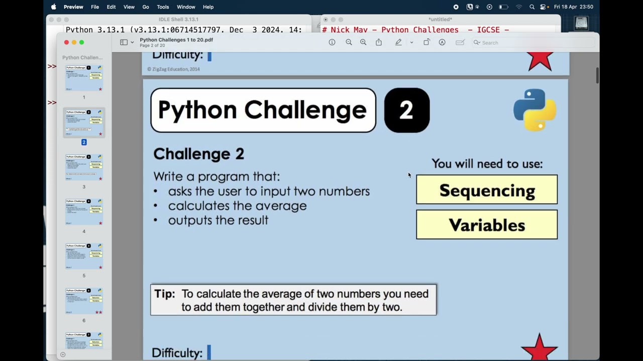 Python Challenges 1 to 5