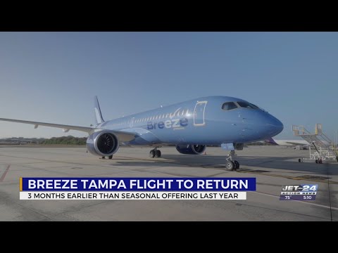 Breeze Airways flight to Tampa makes return three months earlier than 2024
