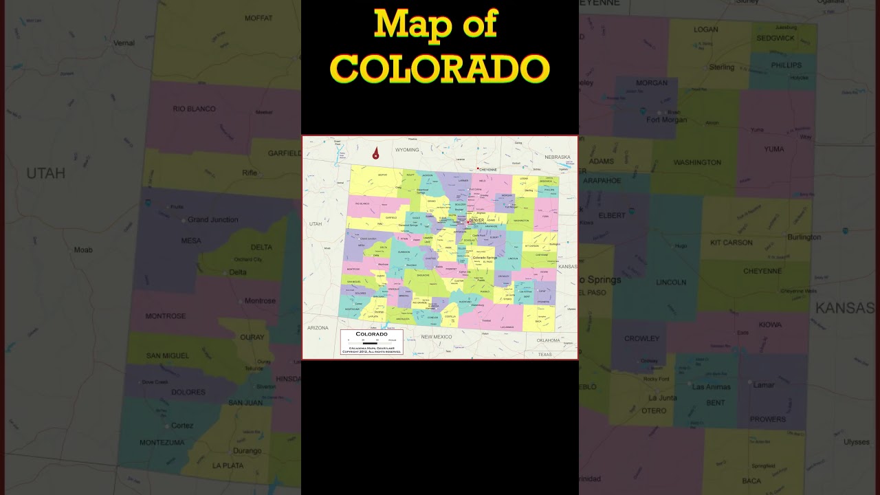 Map of Colorado Cities, Counties #colorado #coloradosprings #shortsfeed #usa #usastates #us #map