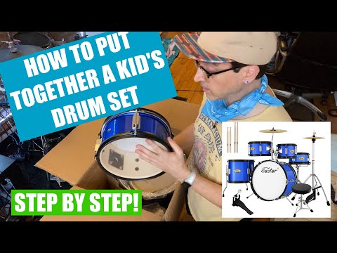 Eastar 16" inch Junior Drum Set Full Setup, Review and Demo! How to put together a kid's drum set