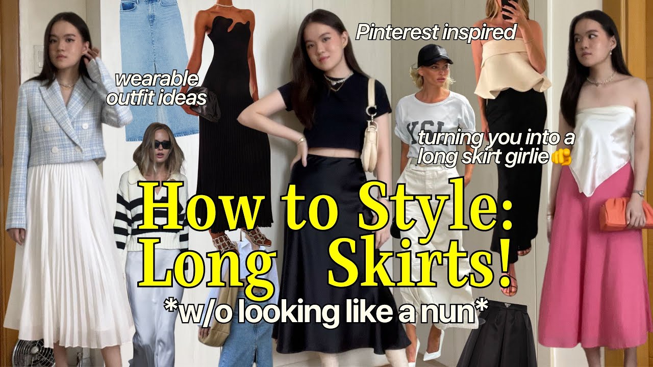 LONG SKIRT OUTFIT IDEAS / LOOKBOOK 💌 (satin, pleated, denim midi skirt style inspo) | Alyssa Lyanne