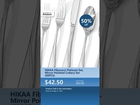 HIKAA Fibonacci Flatware Set, Mirror Polished Cutlery Set (60PCS)
