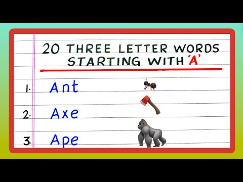 Three Letter Words Starting With "A" | 20 Three Letter Words Beginning With "A"