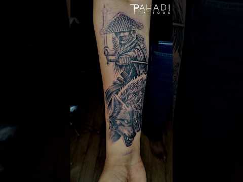 wolf + samurai tattoo design #wolf #samurai #trending #shorts
