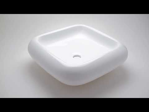 Square White Porcelain Vessel Bathroom Sink, TP-V02W