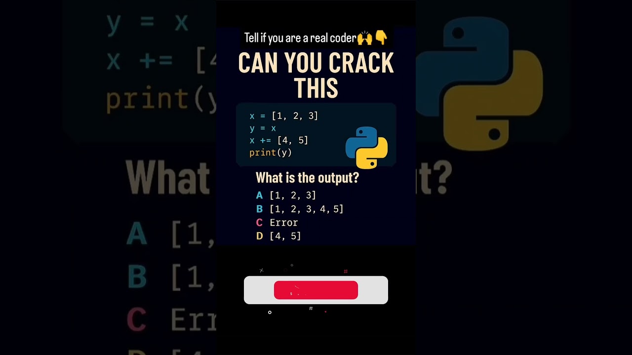 Comment your Answer |pythonquizPython programming#quiz #python #coder
