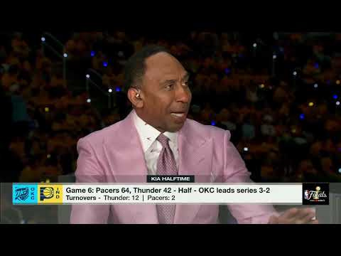 Stephen A. gives props to Hali for BIG halftime lead π 'HE'S BEEN THE SPARK PLUG!' | NBA on ESPN
