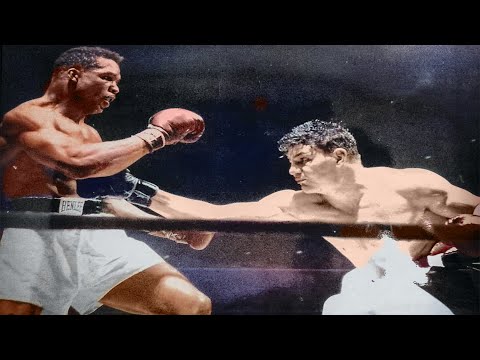 Rocky Marciano & Jimmy Durante watch Rex Layne vs Bob Satterfield in FULL COLOR