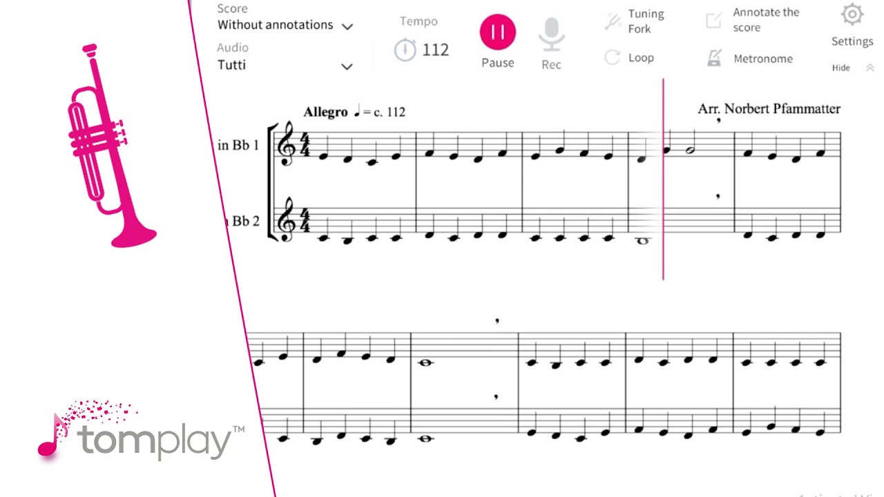 10 duets for learning the trumpet (beginner level, with sheet music)