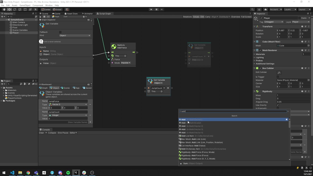 Unity Visual Scripting   Setting Variables