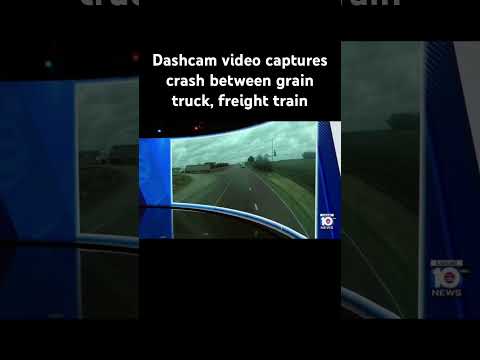 Dashcam video captures crash between grain truck, freight train #minnesota