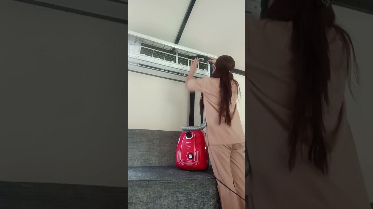 #cleaning #aircon.i used vacuum cleaner  for easy to remove the dust 💞👈👈