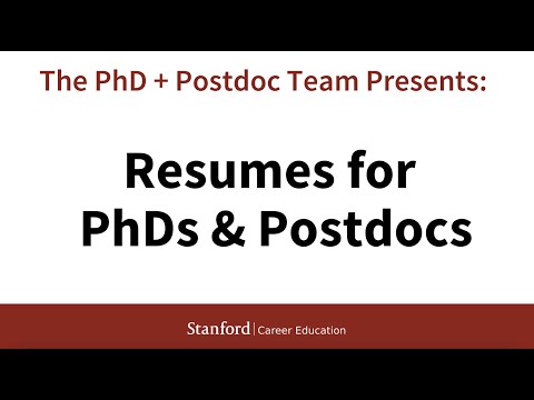 Resumes for PhDs and Postdocs