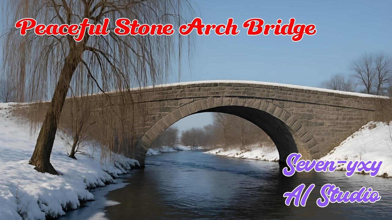 Peaceful Stone Arch Bridge in Winter✨️ Ambience for Sleep Study &Meditation Background #ambientmusic