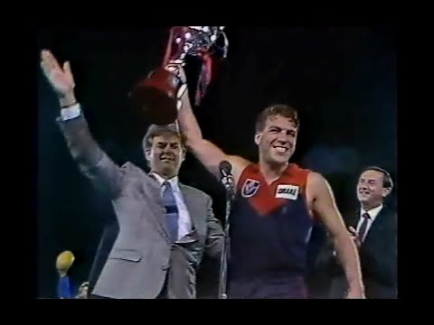 1989 VFL Panasonic Cup Grand Final - Final Siren & Cup Presentation to Greg Healy - Melbourne Demons