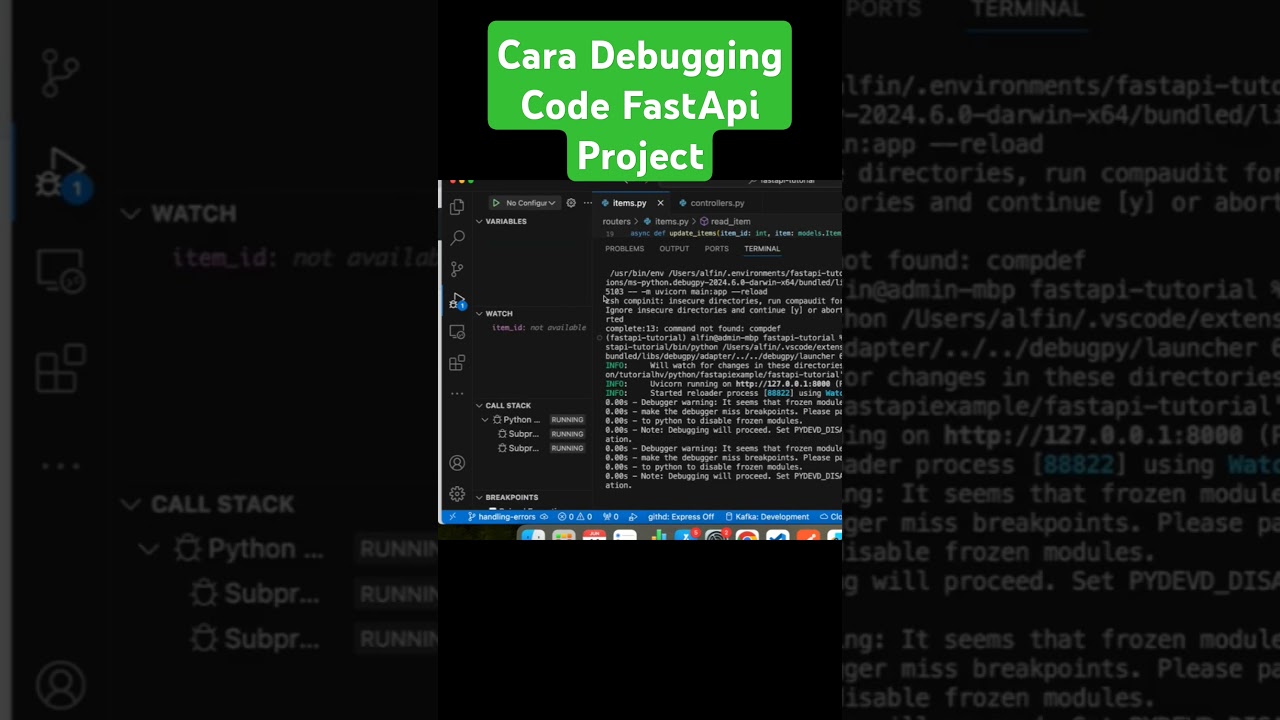 Cara Debugging Code FastApi Project #debugging #python #fastapi #tutorial