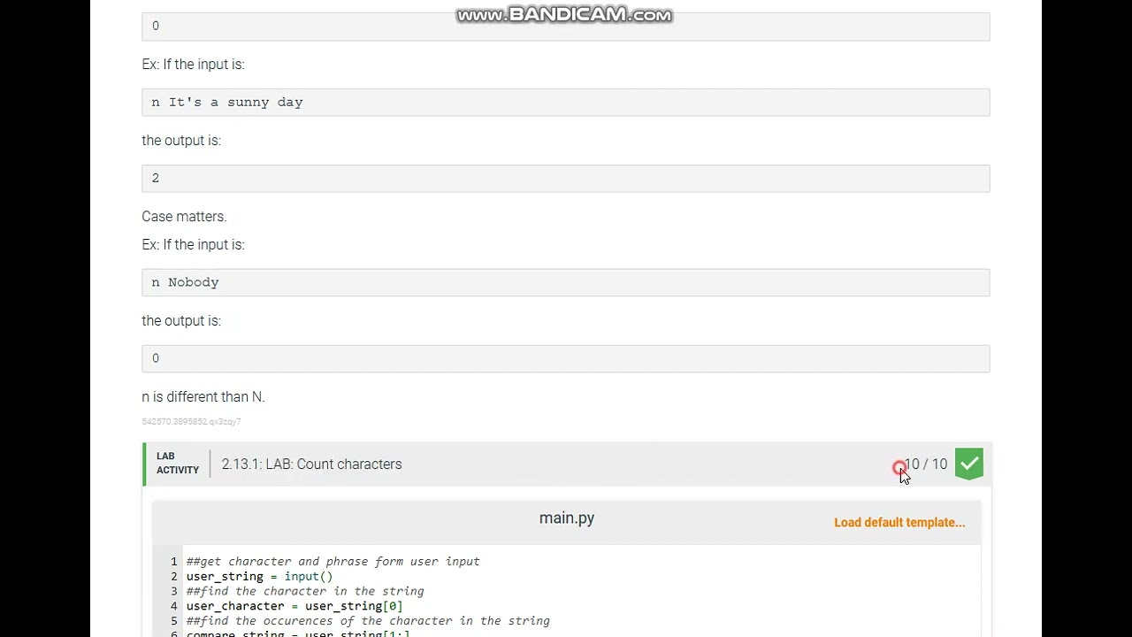 Python Lab Count characters