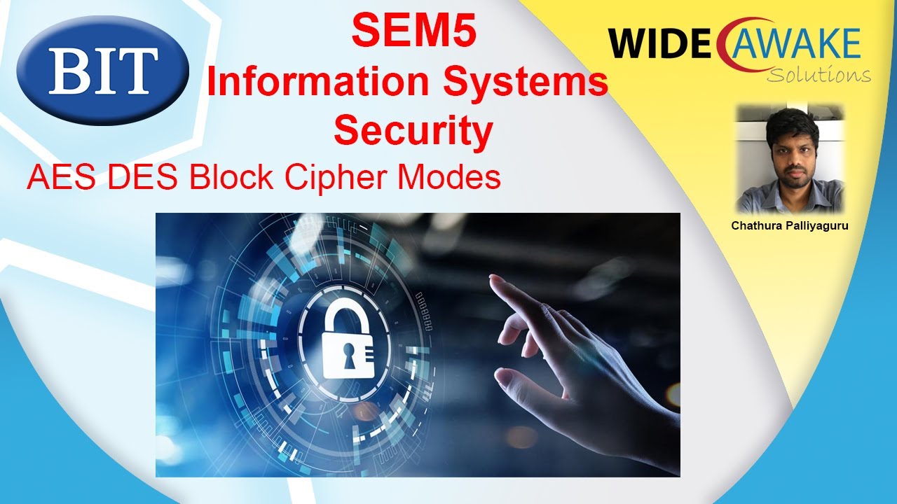 BIT SEM5 - Information Systems Security Chapter 3 - AES DES Block Cipher Modes