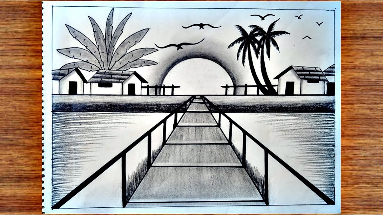 How to Draw a Beautiful Village Scene - Step by Step Art Tutorial