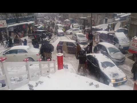 11 March 2017. Snowfall at Mall Road Murree.