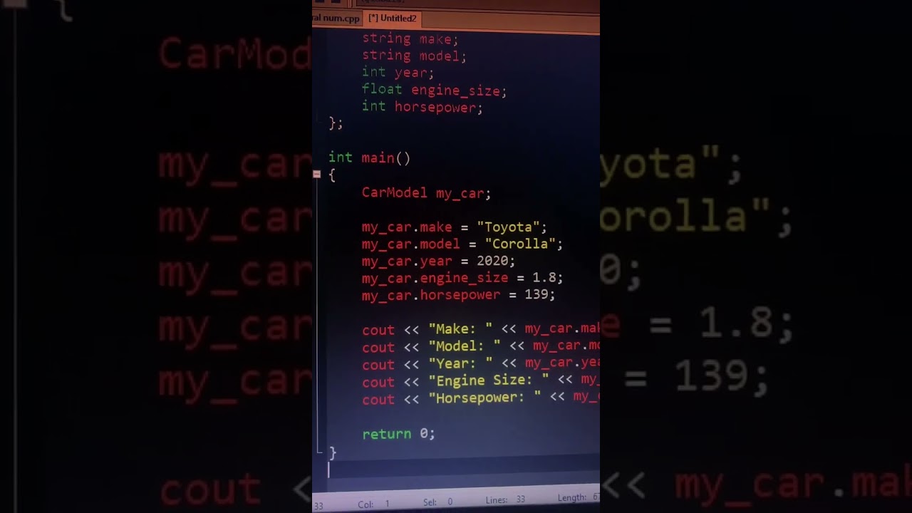 car structure c++ #coders #codingninja #codinglife #codemasters #codelife #coding #code #coder #cpp