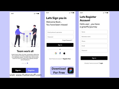 Login and Registration App UI Design | Figma File | @FlutterStuff