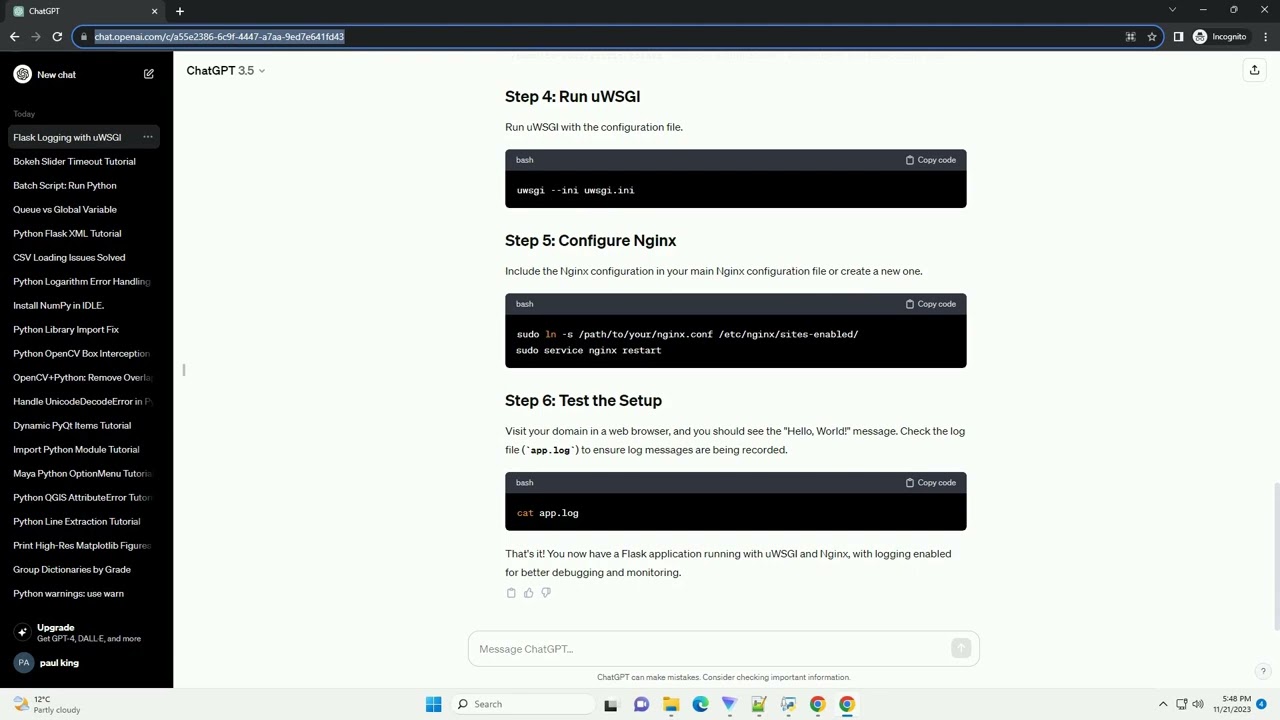 Python logging Flask uWsgi nginx