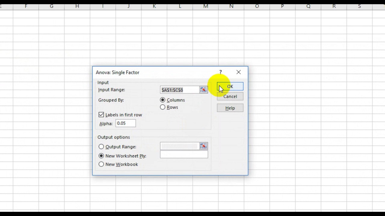 ANOVA and Simple Linear Regression in Excel