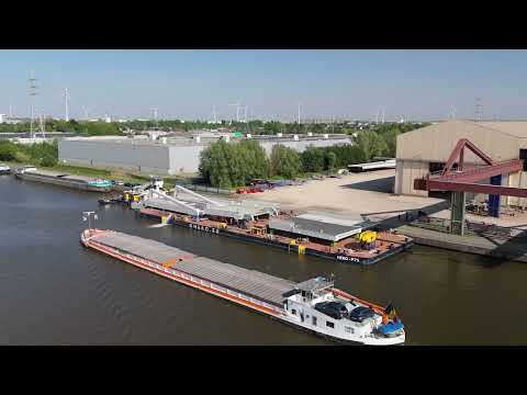 transportation and installation Meulestede bridge, Gent Belgium