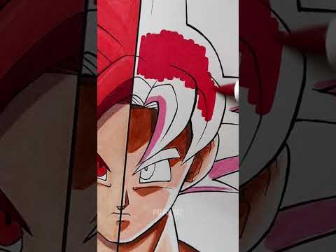 Drawing ✨Goku Super Saiyan God✨ in 1 hour vs. 10 hours(PART-2) 😳 #shorts