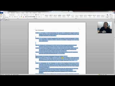 Formatting a list of references