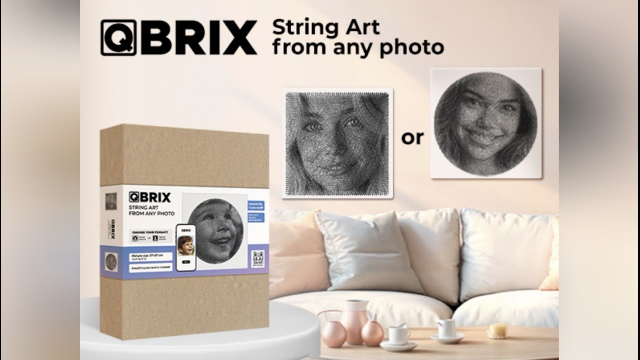 Turn your photos into unique string art pictures ➡️ Buy QBRIX String Art Kit 🔥