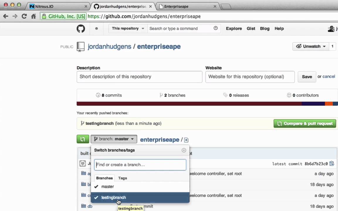 Creating a git branch
