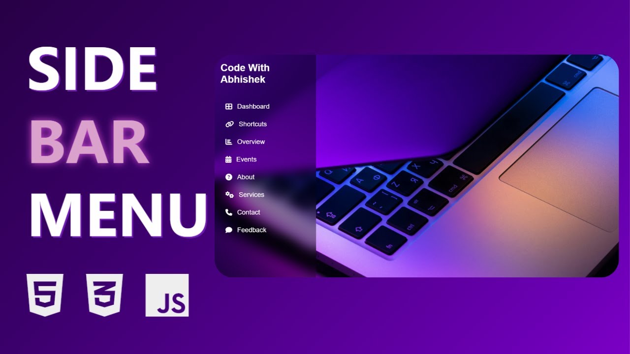 Sidebar Menu with Blur Effect using HTML & CSS | Toggle Icon with JavaScrip
