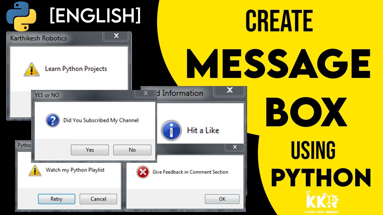 Create Message Box using Python|#tkinter|Python Projects|#KKR