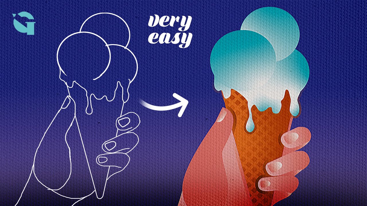 Vector Illustration Tutorial for Beginners  ||  Ice Cream Illustration Design  ||  Graphix
