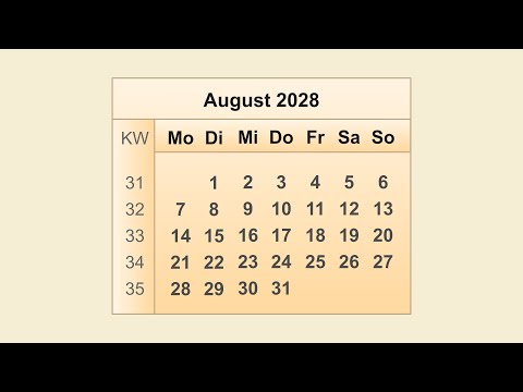 Kalender August 2028