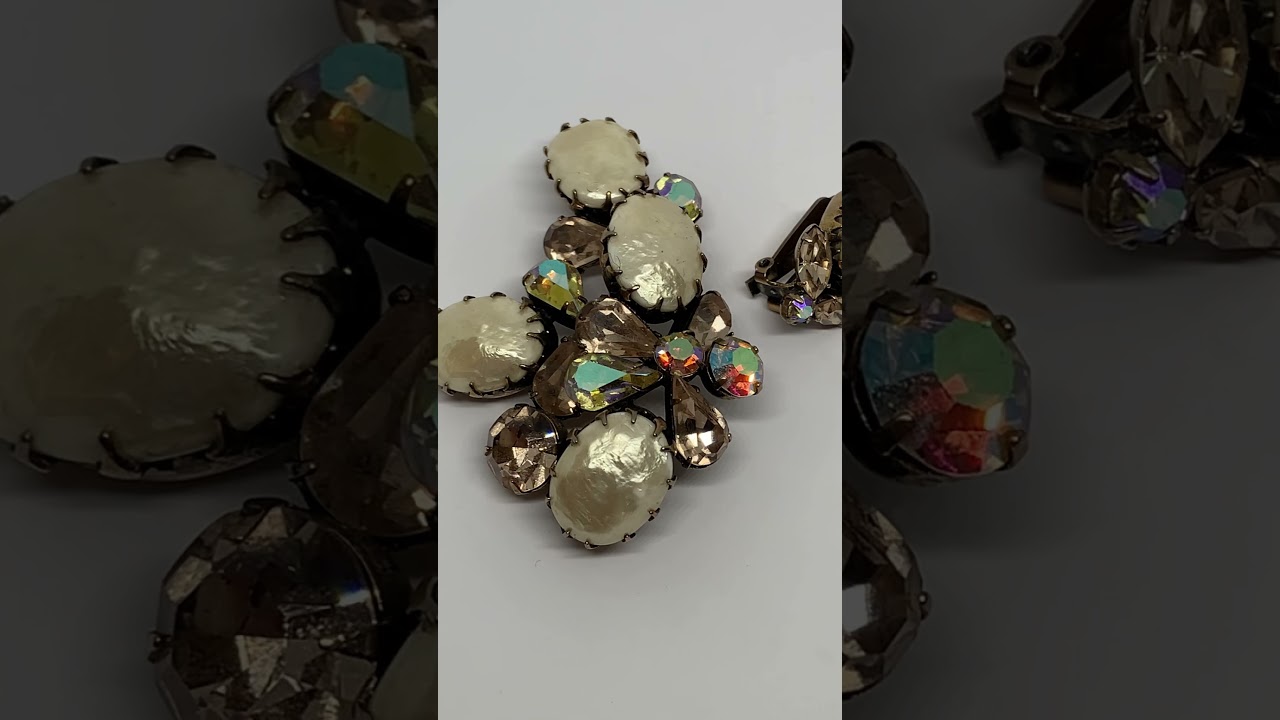 Vintage Signed Regency Brooch And Clip On Earrings