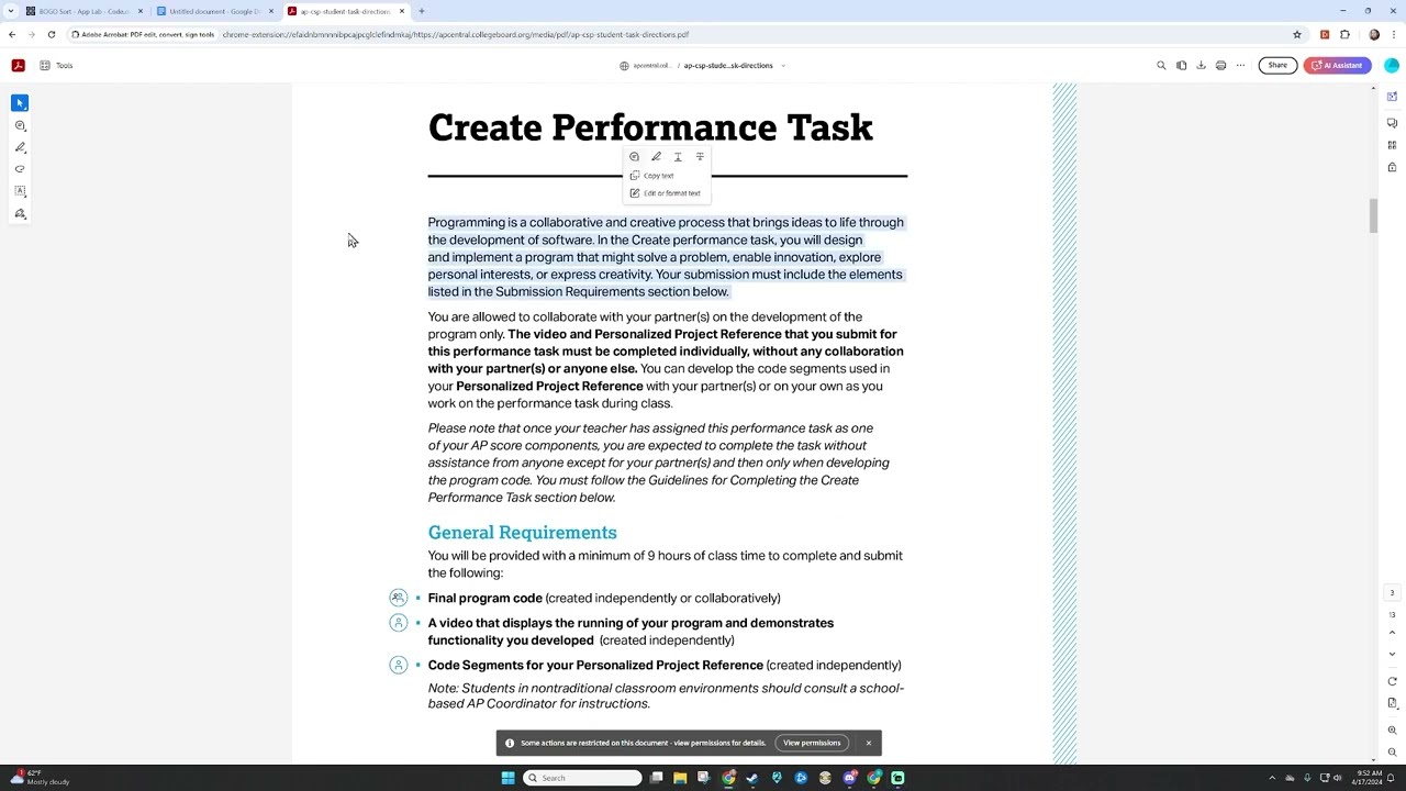 AP CSP Performance Task Example