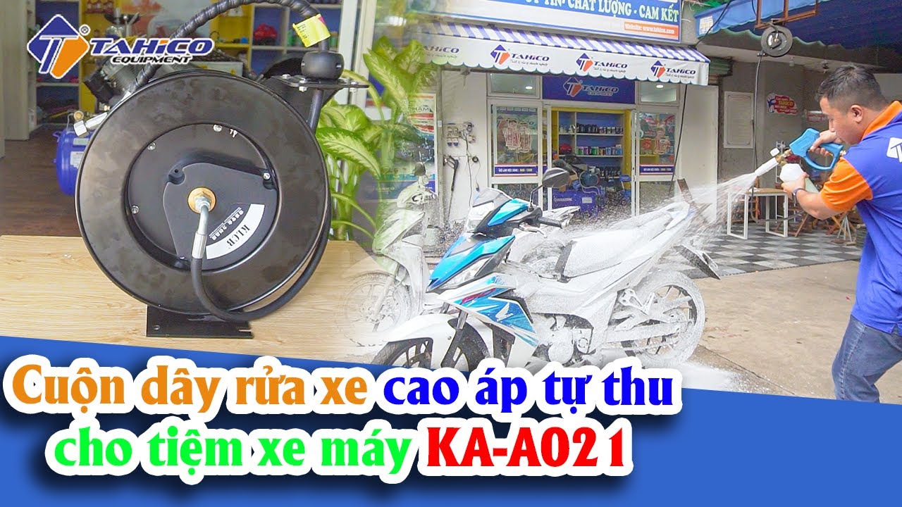 Cuộn dây rửa xe cao áp tự rút tiệm rửa xe máy KA-A021