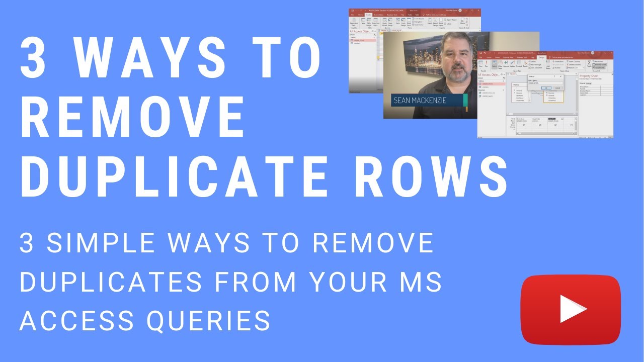How to remove duplicate rows in microsoft access - 3 different ways