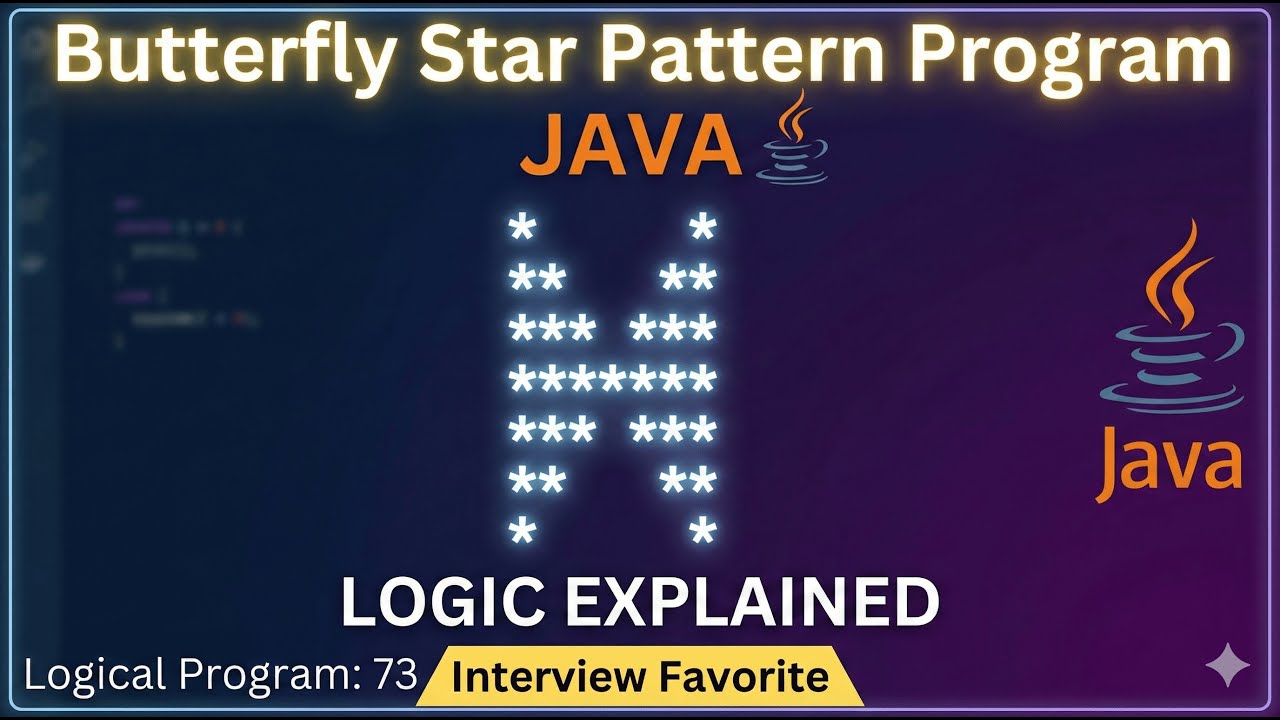 How to Print Butterfly Pattern in Java (Step-by-Step Logic) | Pattern Programs for Interviews